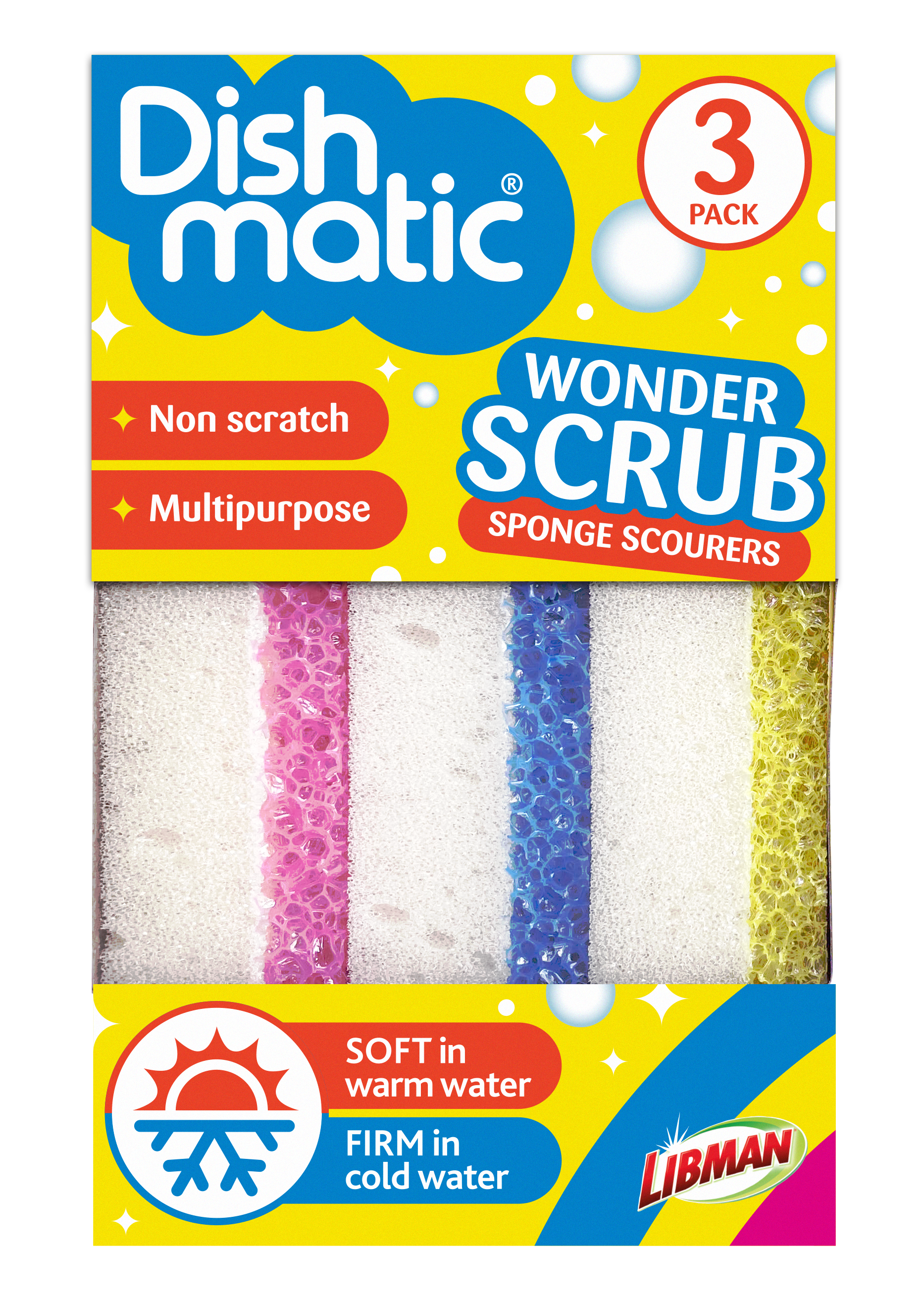 Dishmatic Wonder Scrub Sponge Scourers 3 Pack